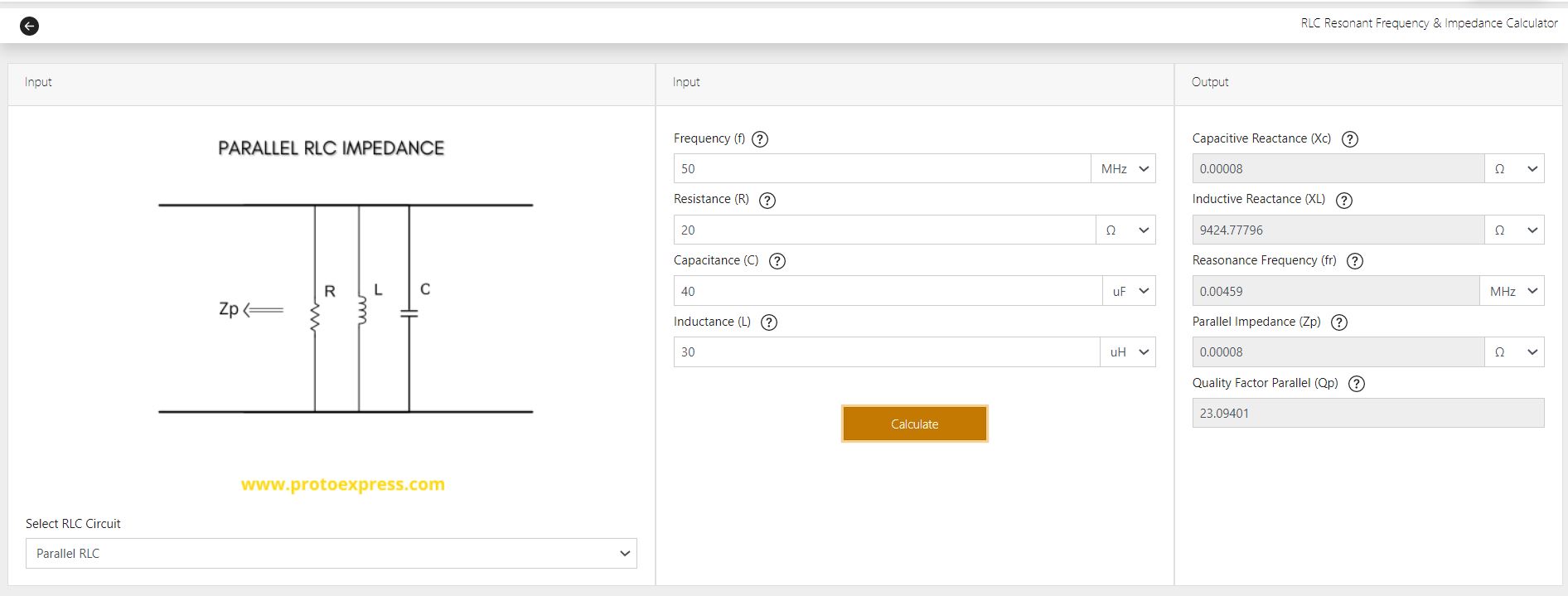Parallel Rlc Circuit Resonant Frequency Calculator Circuit Diagram