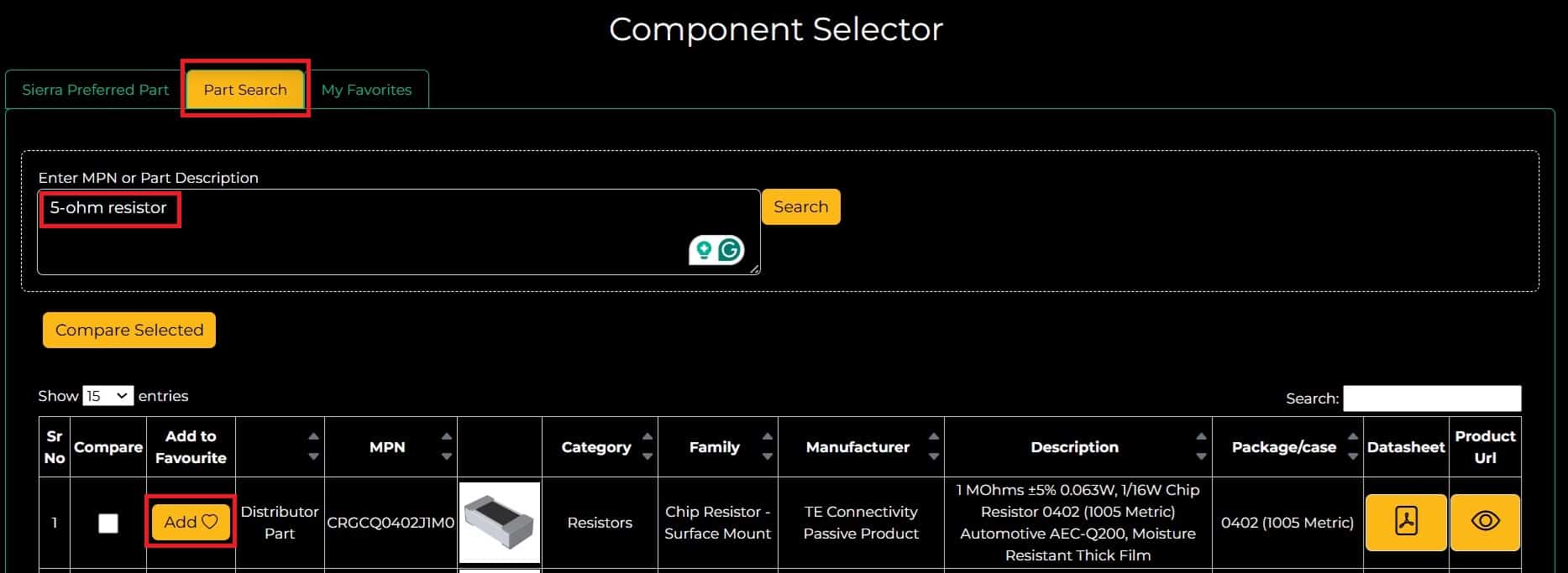 Component Selector | Sierra Circuits